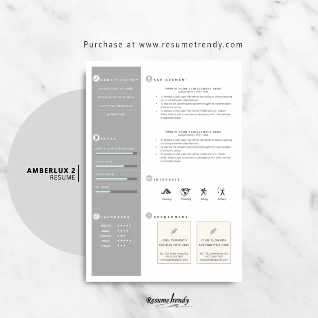 Amberlux 2 Resume Template | Resume Trendy