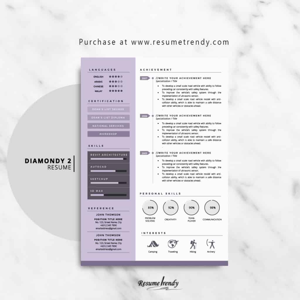 Diamondy 2 Resume Template | Resume Trendy